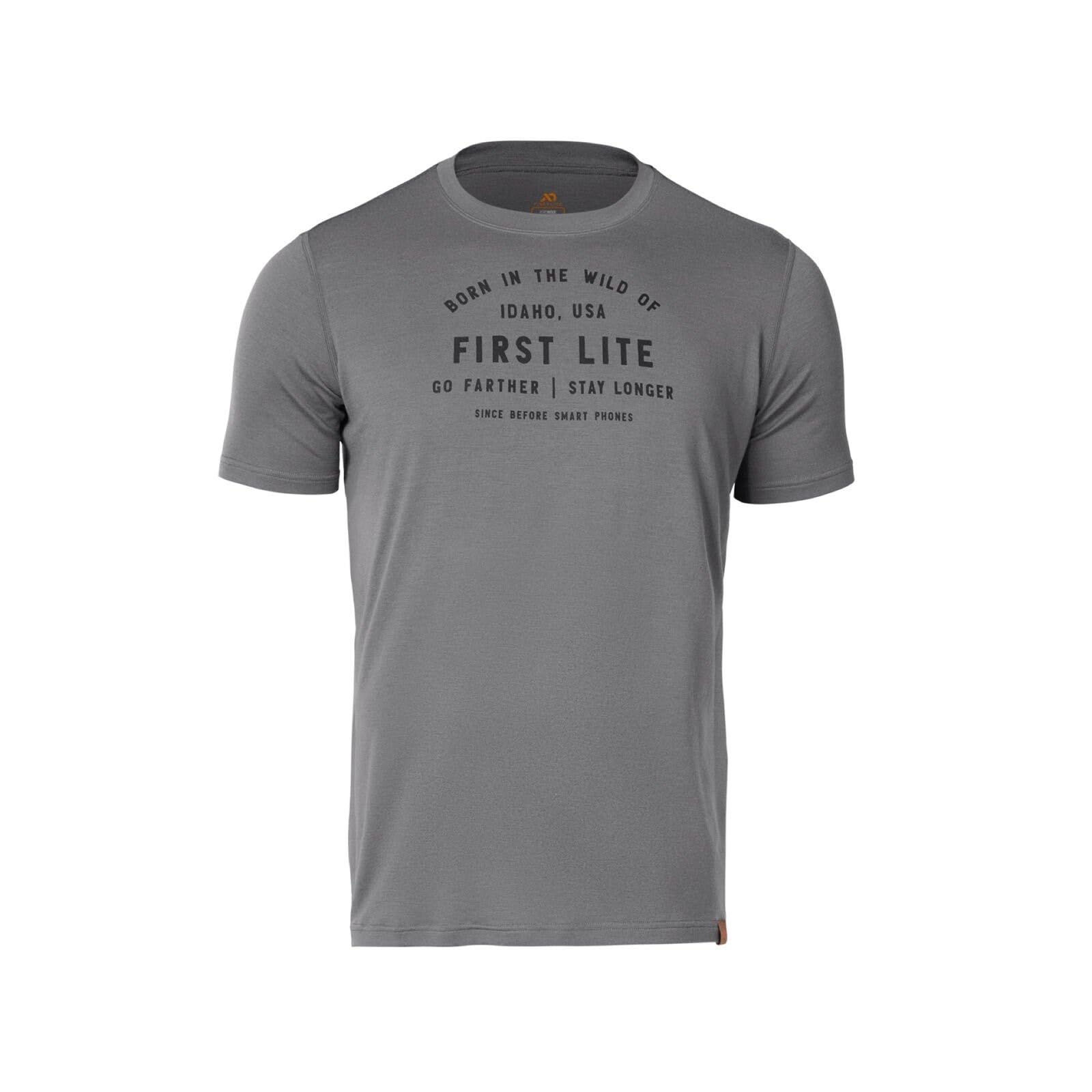 First Lite Men's Aerowool Tech Tee - Durable Merino Wool T-Shirt - Conifer (Bruin) - X-Large