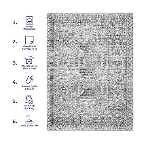 nuLOOM Abstract Tribal Machine Washable Area Rug, 5x8, Grey