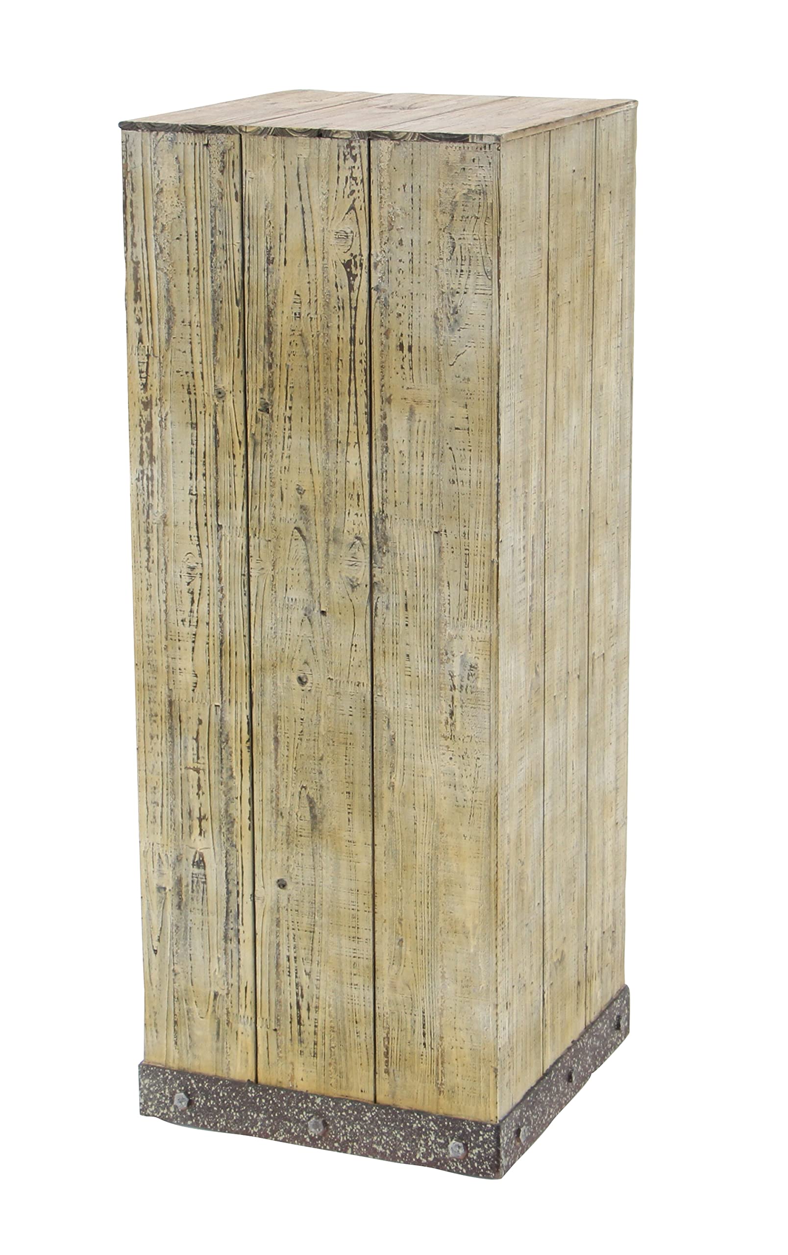 Deco 79 Rustic Wood Square Pedestal Table, Set of 3 39", 30", 22"H, Brown