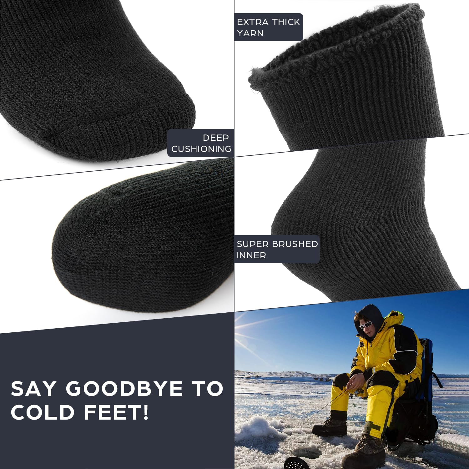 DG Hill Winter Thermal Socks - Warm Socks for Cold Weather Insulated Sock - Heated Socks Thick Snow Warm Boot Socks