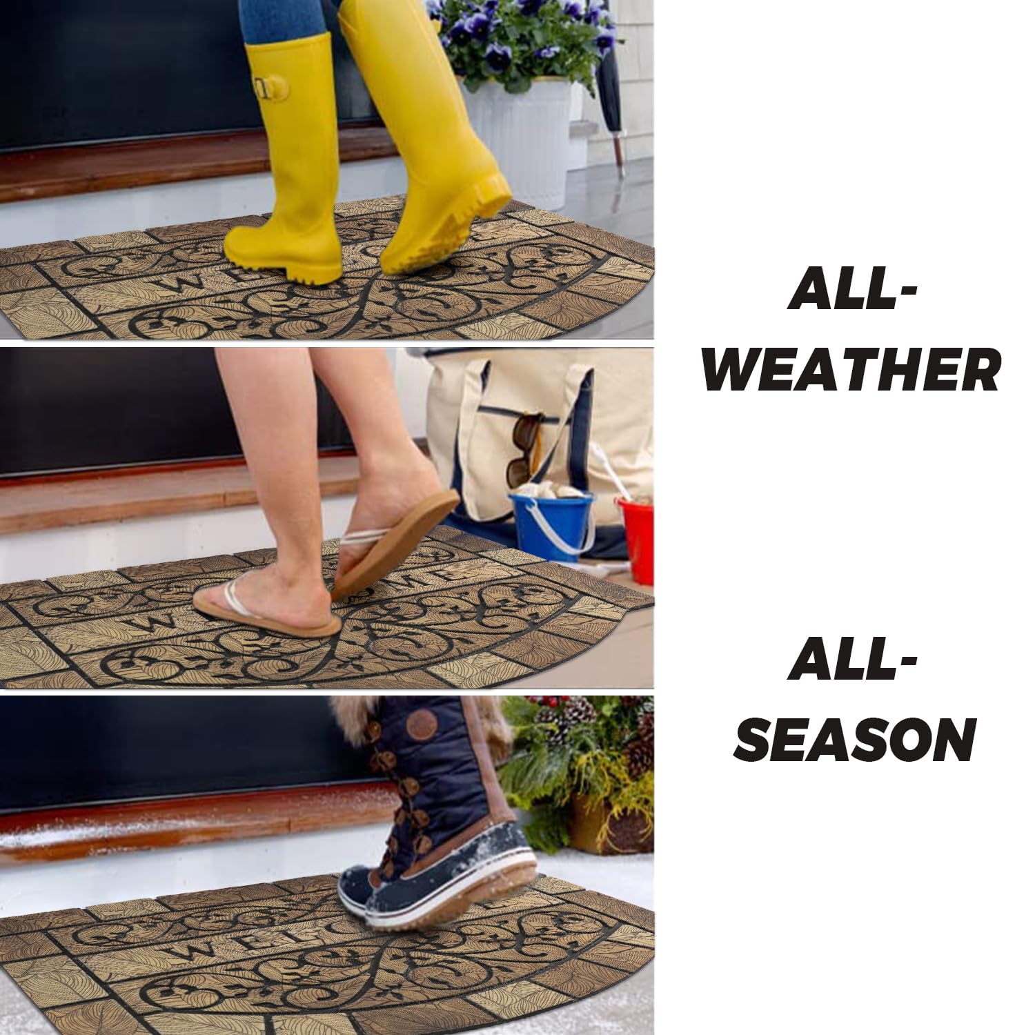 MTOUOCK Durable Welcome Door Mats, 24"x36" Heavy-Duty Large Welcome Mat for Front Door with Non-Slip Rubber Backing, Door Mats for Outside Entry High Traffic Area(Leaves)