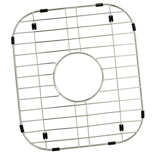 MONSINTA Kitchen Sink Grid and Sink Protectors, Stainless Steel Sink Grids for Bottom of Kitchen Sink, 12 5/8'' x 14 5/16'' with Center Drain for Double Sink Bowl