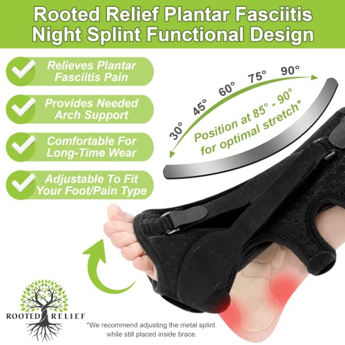 Rooted Relief 2-Pack Plantar Fasciitis Night Splints – 3 Adjustable Straps - Offers Relief for Plantar Fasciitis, Achilles Tendonitis and Foot Drop - One Size Fits All
