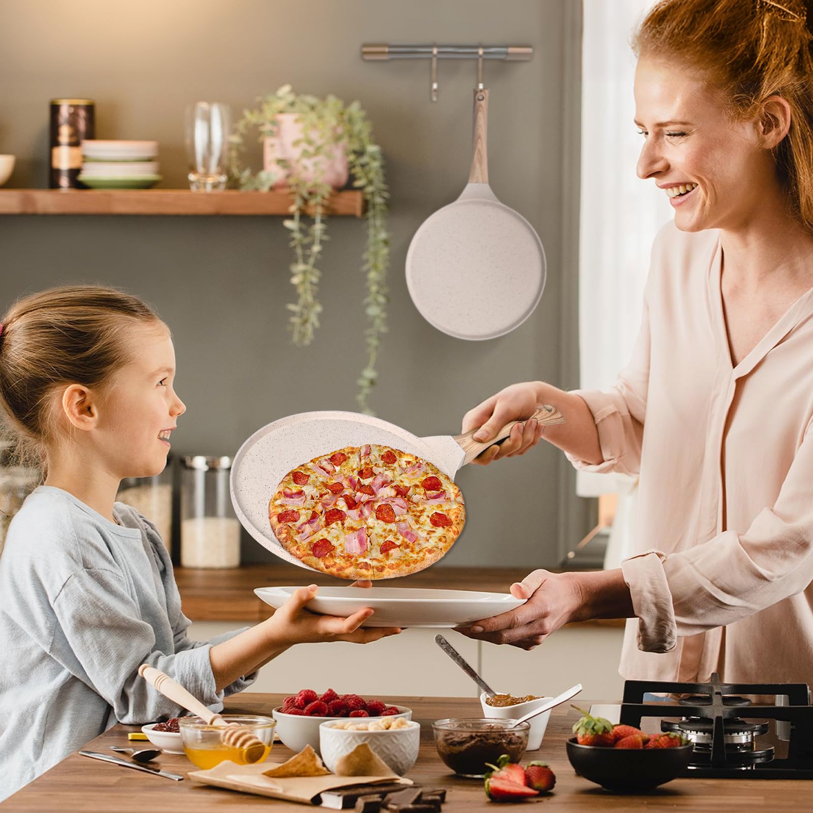 KRETAELY Dosa Pan Nonstick Crepe Pan Pancake Frying Pan with Granite Coating 10.5 inch Pancake Pan PFOA Free Easy to Assemble