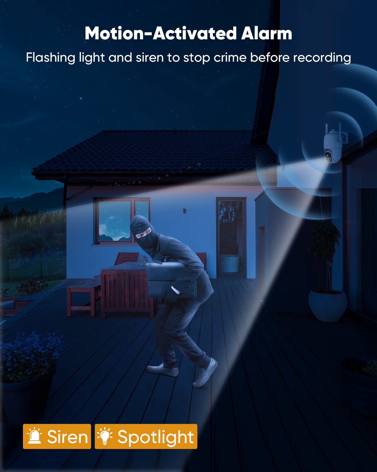 rockspace Outdoor WiFi Security Camera, 360° View Security Camera Wireless Outdoor, Pan Tilt Solar Powered with 1080p Night Vision, 2.4 Ghz Wi-Fi, 2-Way Talk, Motion Detection, Ip65 Waterproof