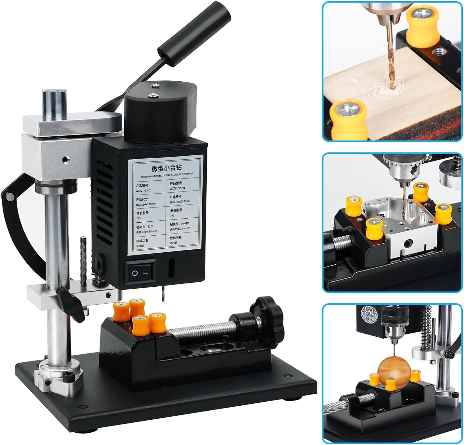 Mini Bench Drill Press, 6 Inches Adjustable 7-Speed Small Benchtop Drilling Machine, Suitable For Direct Drilling Of Metal, Wood, Plastics, Acrylic, DIY Jewelry Making Crafts Tool (40mm Drilling Size)