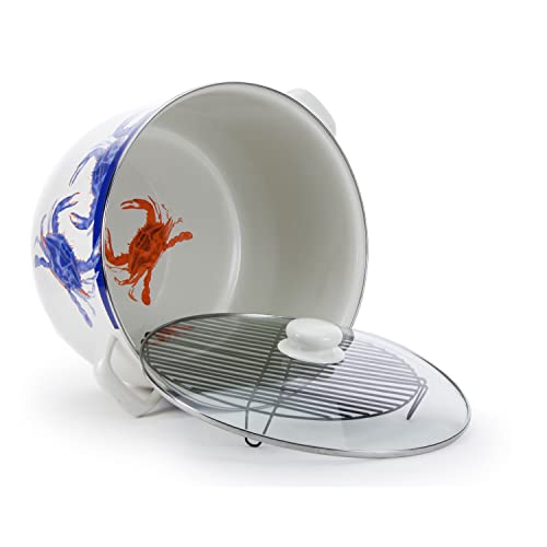 Golden Rabbit Enamelware - Blue Crab Pattern - 18qt Stock Pot
