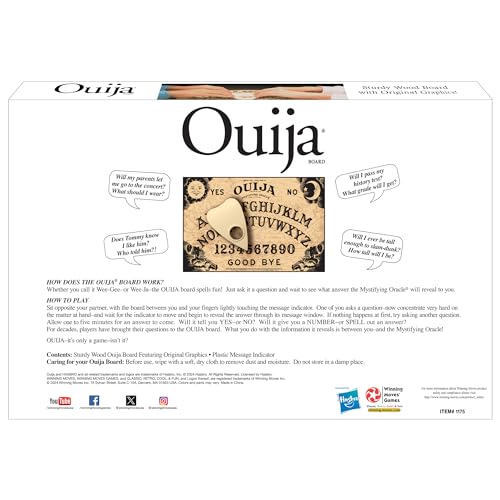 Classic Ouija with 1990s Artwork by Winning Moves Games, Thick Wood Premium Quality Talking Spirit Board, for 2 or More Players, Ages 8 and Up (1175)