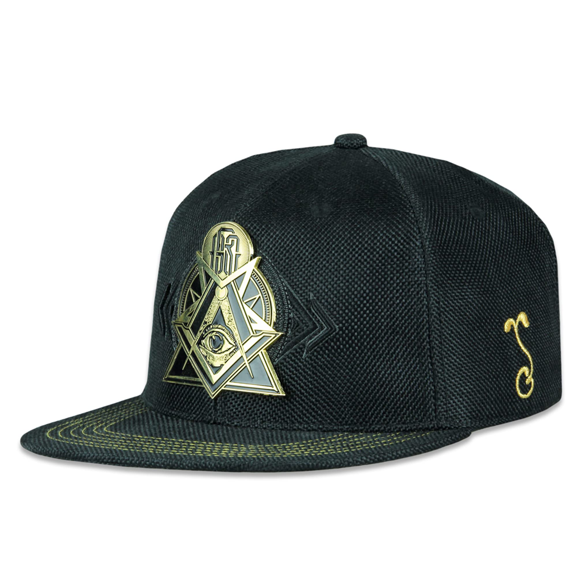 Grassroots California - Secret Society Gold Snapback, Shallow Style, 100% Cotton, Embroidered, Designed Interior (L/XL)
