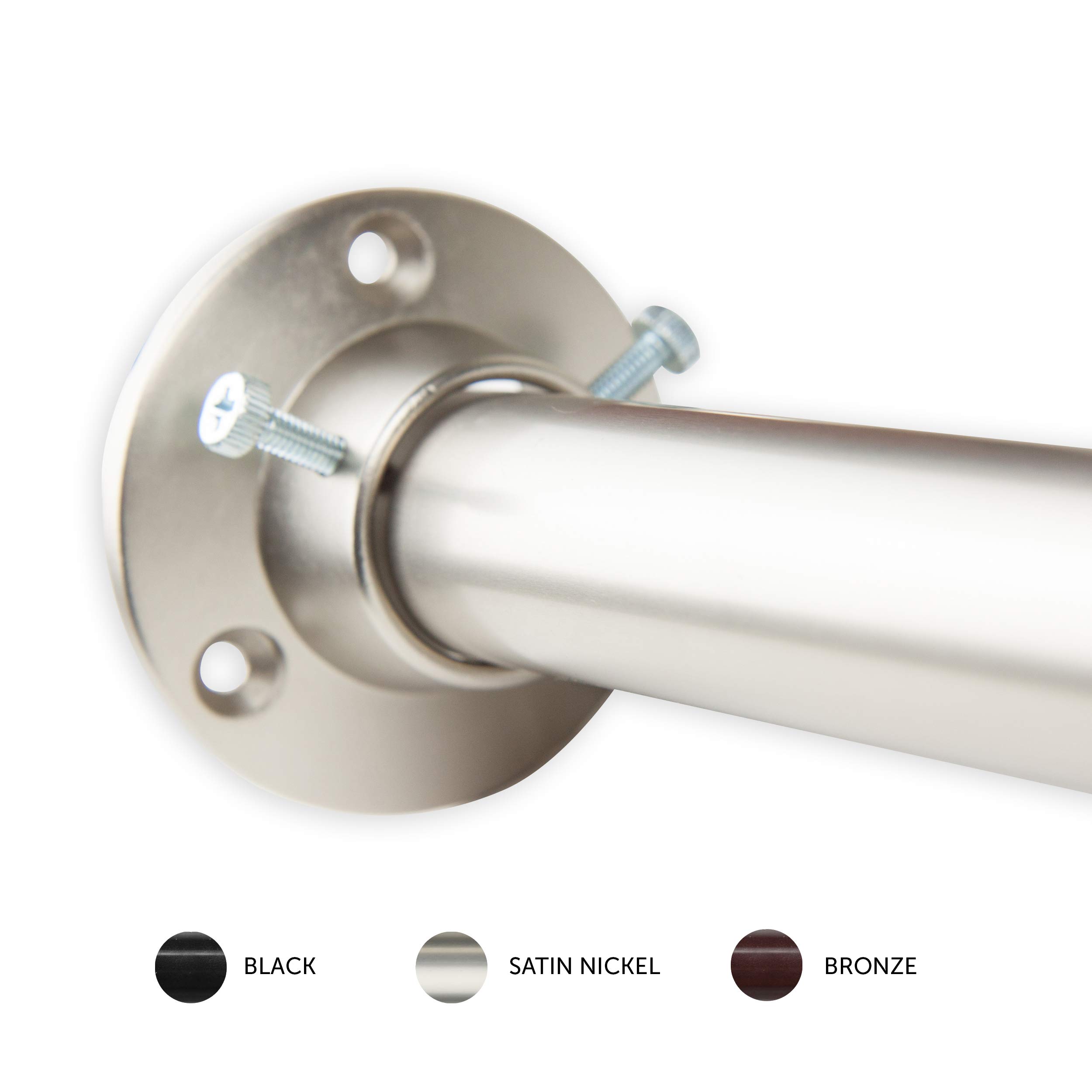 Rod Desyne C-1943-DP100-285 1" Adjustable Closet Rod with Socket Set, 28-48", Satin Nickel