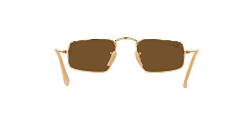 Ray-Ban RB3957 Julie Rectangular Sunglasses, Legend Gold/Polarized Brown, 49 mm