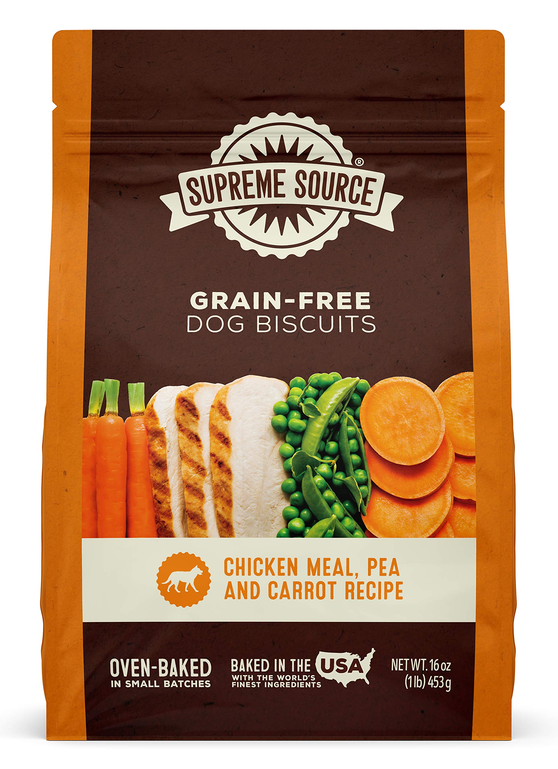 Supreme Source Grain Free Protein Dog Biscuits, Chicken, Pea & Carrot Recipe, 1 Pound Bag