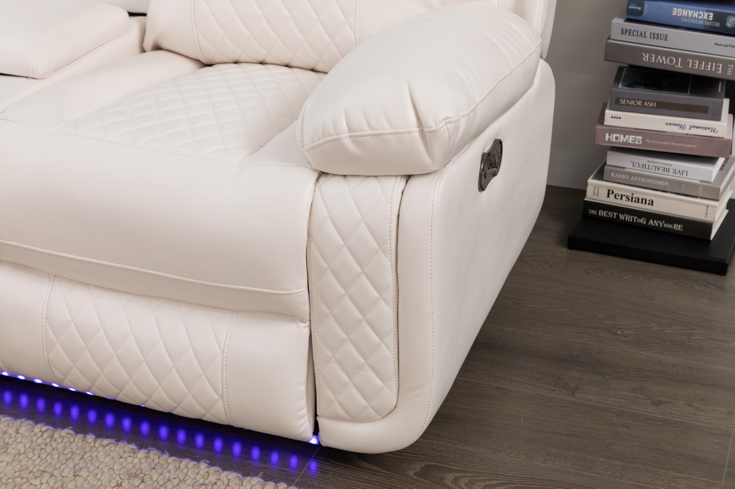 Kingway Inc Lionel Power Recliner Sectional Sofa, White