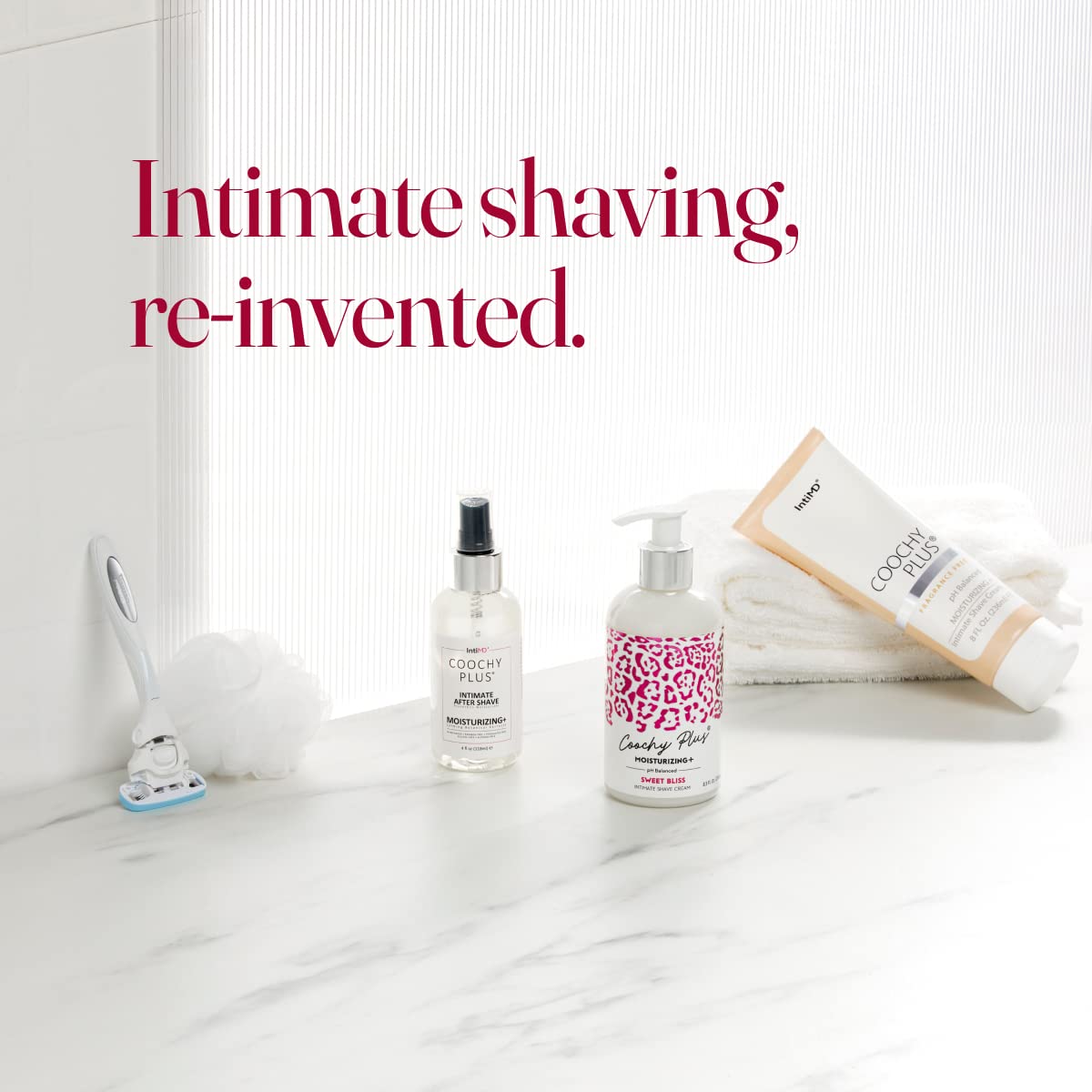 Coochy Plus Intimate Shaving Complete Kit - SWEET BLISS & Organic After Shave Protection Soothing Moisturizer Mist β Antioxidant Formula Prevents Razor Burns, Itchiness & Ingrown Hairs
