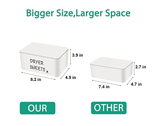 Moorfowl Dryer Sheets Container Box with Lid, Upgarde Design(8.2L x 4.9W x 3.9H inches), Laundry Fabric Sheets Dispenser Farmhouse Dryer Sheets Holder for Laundry Room Decor β Organization & Storage