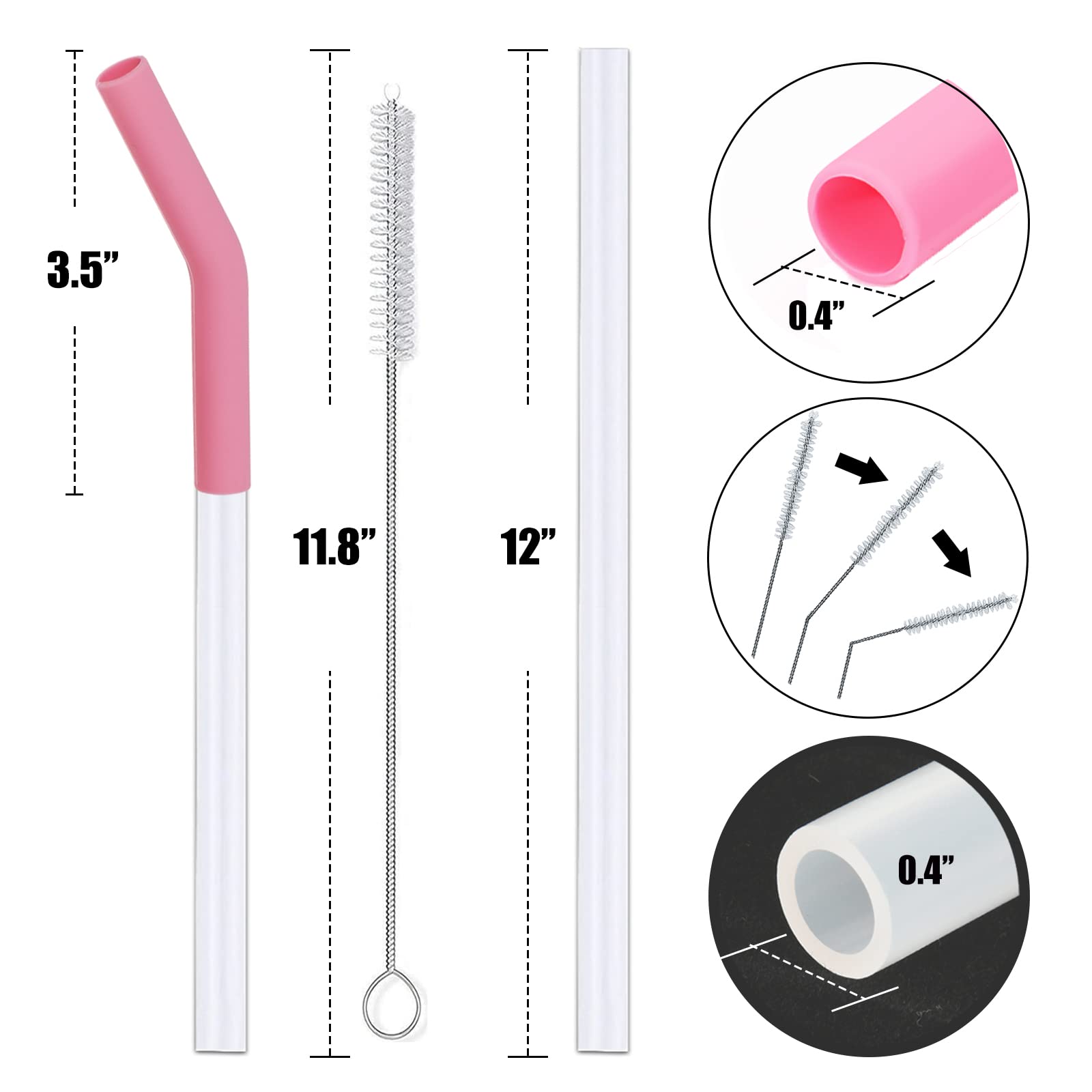 Greant 8 PCS Straw compatible with Stanley Adventure Quencher 40oz, 12 inch Straw compatible with Stanley 40oz Tumbler With Handle, Come With 4 PCS Straw Covers compatible with Stanley