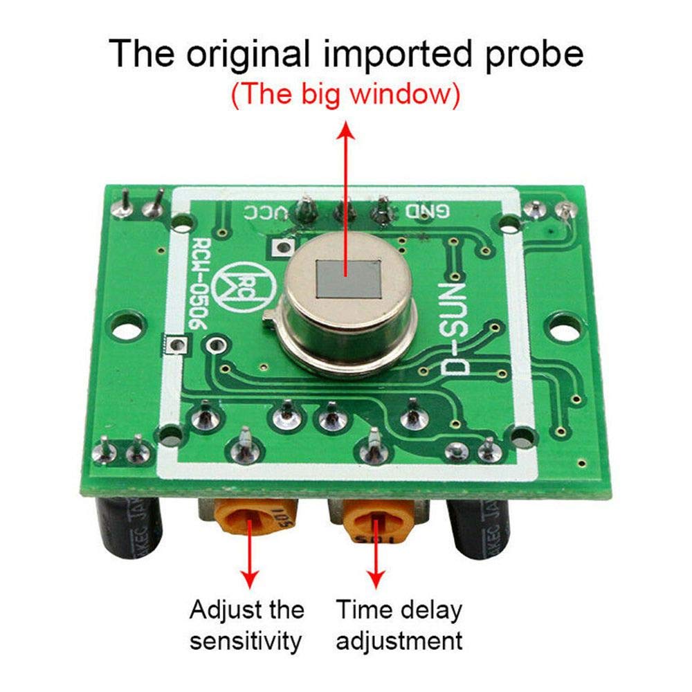 DAOKI 5Pcs PIR IR Module HC-SR501 Adjust Infrared PIR Motion Detector Module Pyroelectric for Raspberry Pi Kits with Dupont Cable