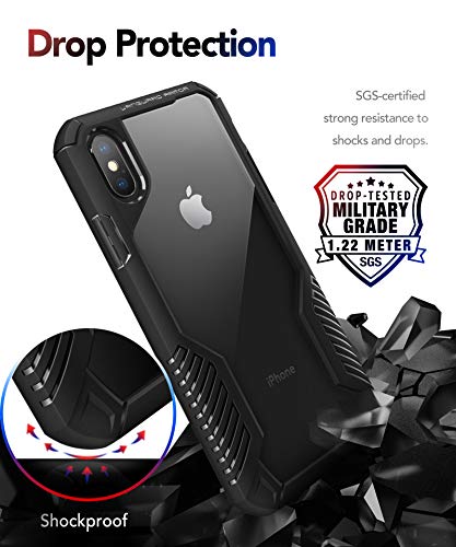 MOBOSI Vanguard Armor Designed for iPhone Xs Max Case, Rugged Cell Phone Cases, Heavy Duty Military Grade Shockproof Drop Protection Cover for iPhone 10xs Max 2018 6.5 Inch (Matte Black)