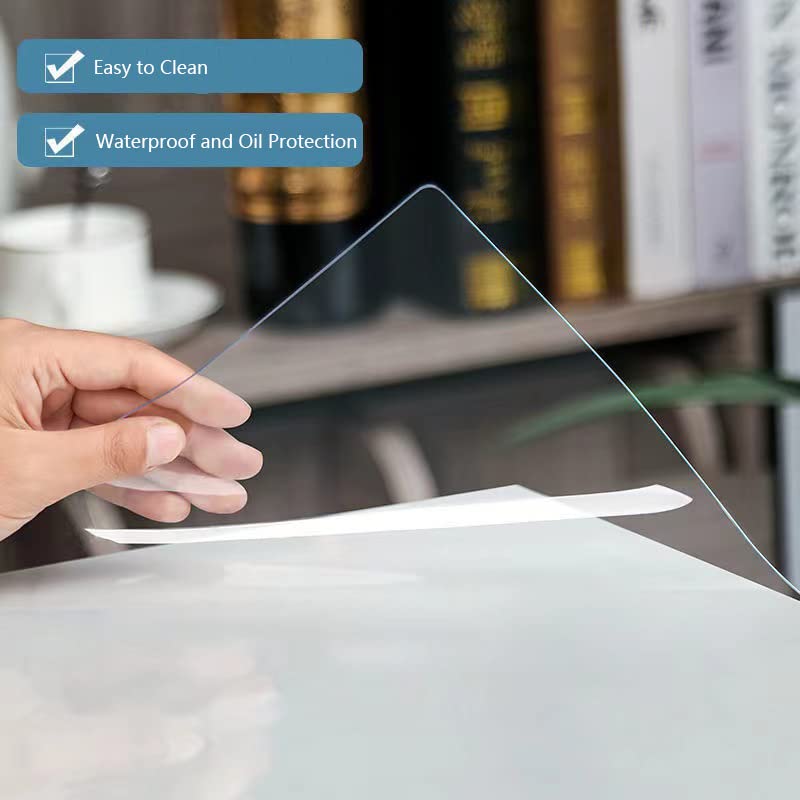 Clear Table Protector - 1.5mm Thick Plastic Clear Desk Pad, Desk Protector Clear, Waterproof Vinyl Clear Table Cover for Kitchen, Coffee Table, Writing Desk (Clear 1.5mm, 40x72)