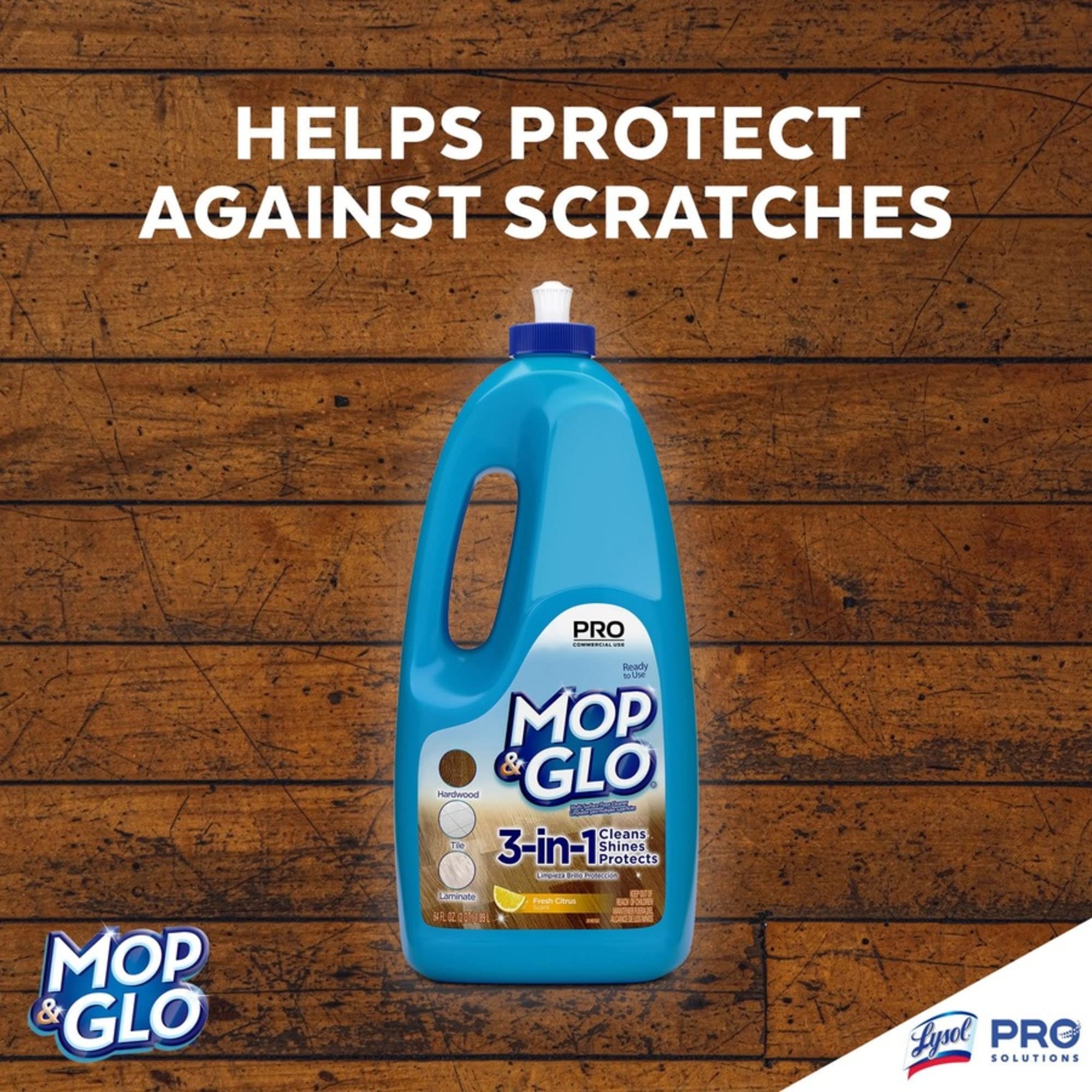 Mop & Glo Multi-Surface Floor Cleaner, Lemon Scent, 64 Oz Bottle, Case Of 6