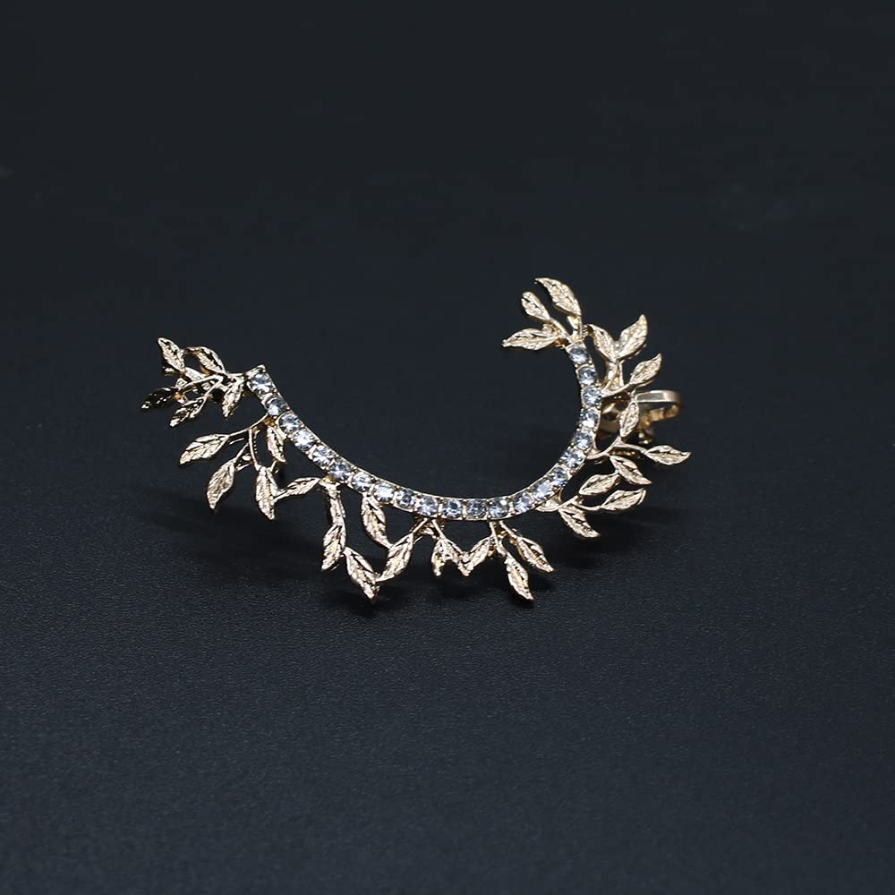 Crystal Pearl Flower Climbers Crawler Stud Earring Cute Rhinestone Resin Floral Left Ear Cuff Wrap Clip Earring Top Ear Clip Gold Jewelry Jacket for Women 1 Pcs
