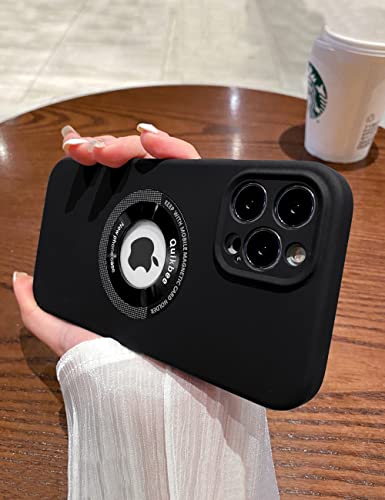 Kakalux Compatible iPhone 14Pro Design Liquid Silicone Magnetic case, Non-Stick Fingerprint Effective Smudge-Proof, Drop-Proof airbag Protection at All Four Corners, Suitable for iPhone 14Pro-Black.