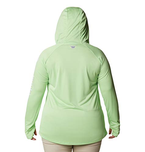 Columbia Women's PFG Tidal Tee Hoodie, UV Protection, Moisture-Wicking, Lime Glow/White Logo, Large