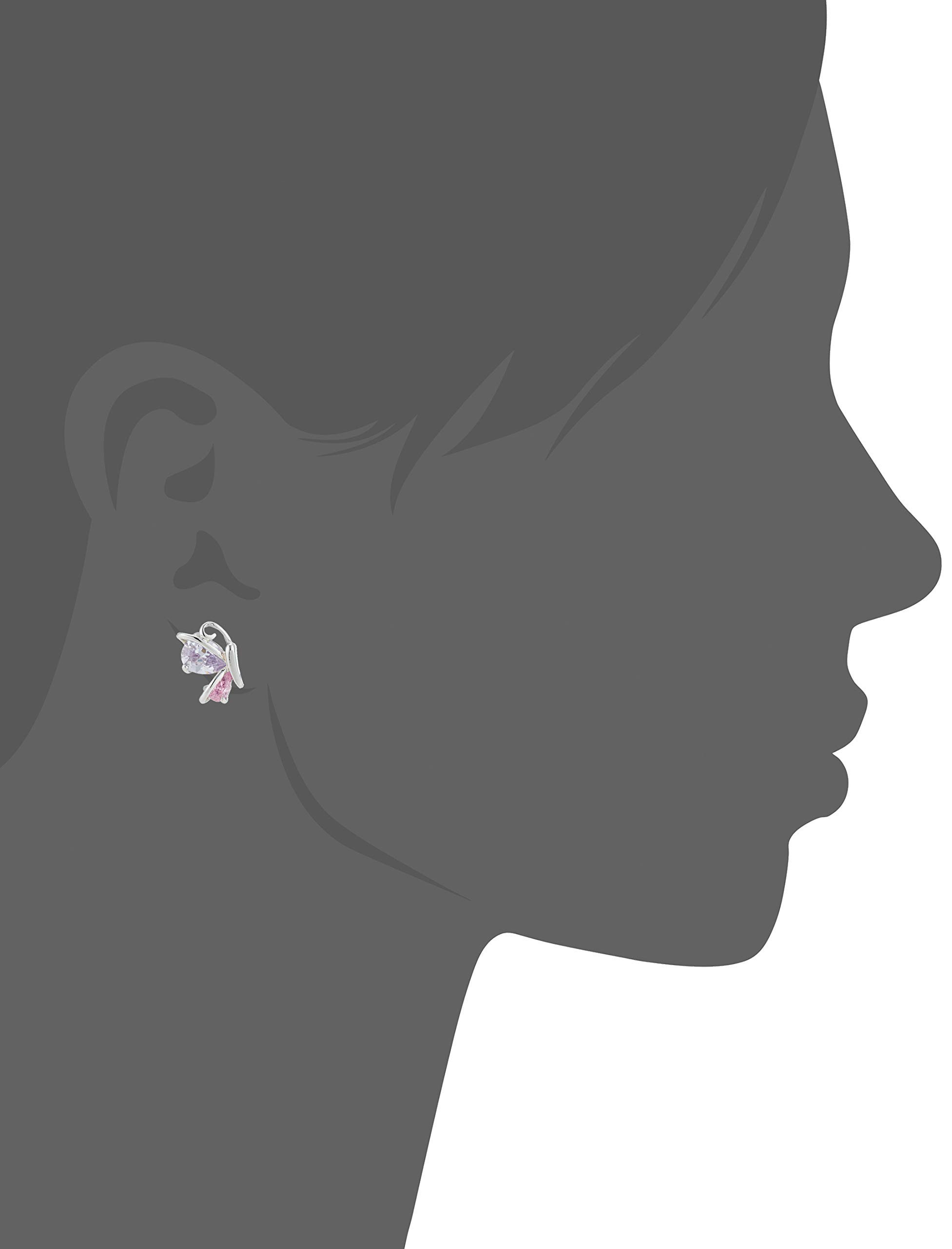 Crystalline Azuria Butterflies Stud Earrings with Pink Purple Violet Zirconia Crystals 18K White Gold Plated for Women