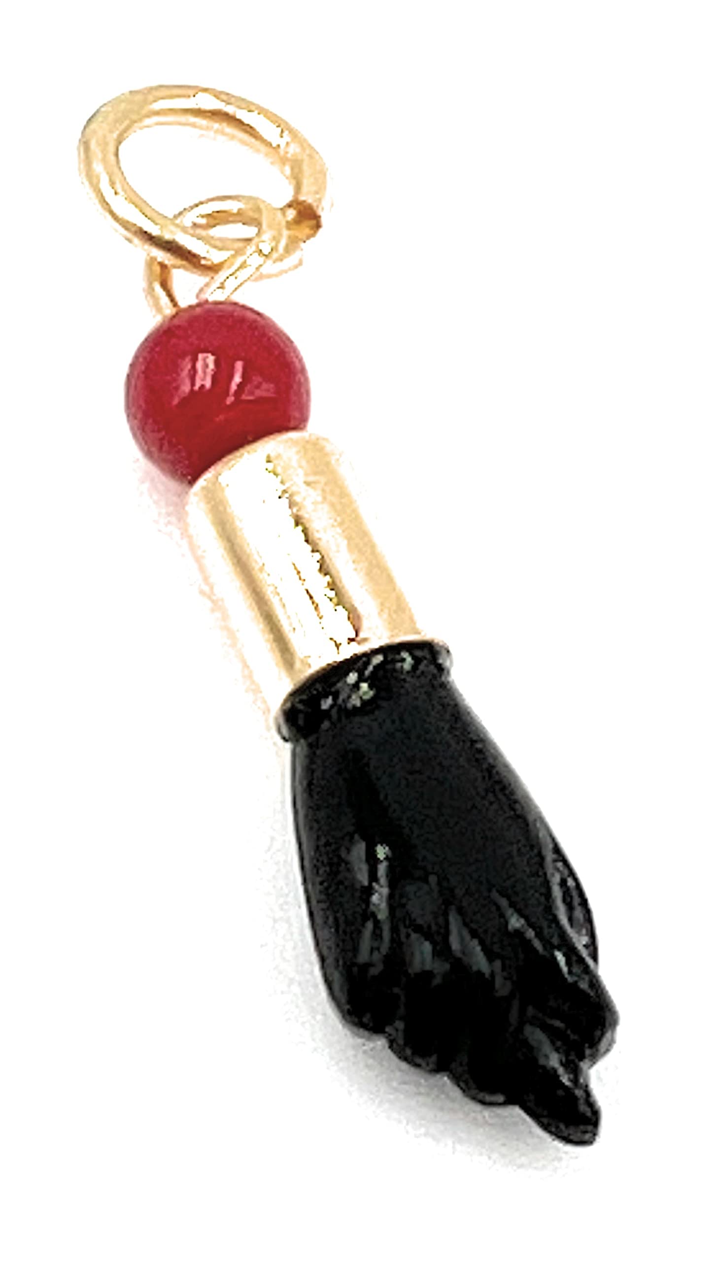 Dainty Gold Plated Azabache Figa Hand Protection Jewelry - Black