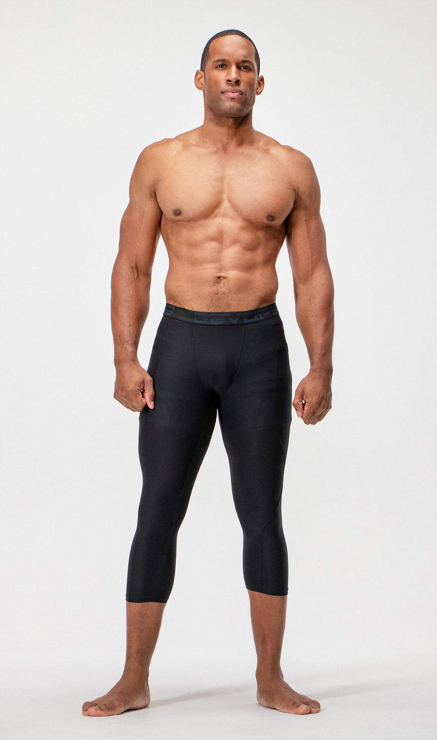 DEVOPS 2 Pack Men's 3/4 Compression Pants Athletic Leggings (X-Large, Black/Navy)