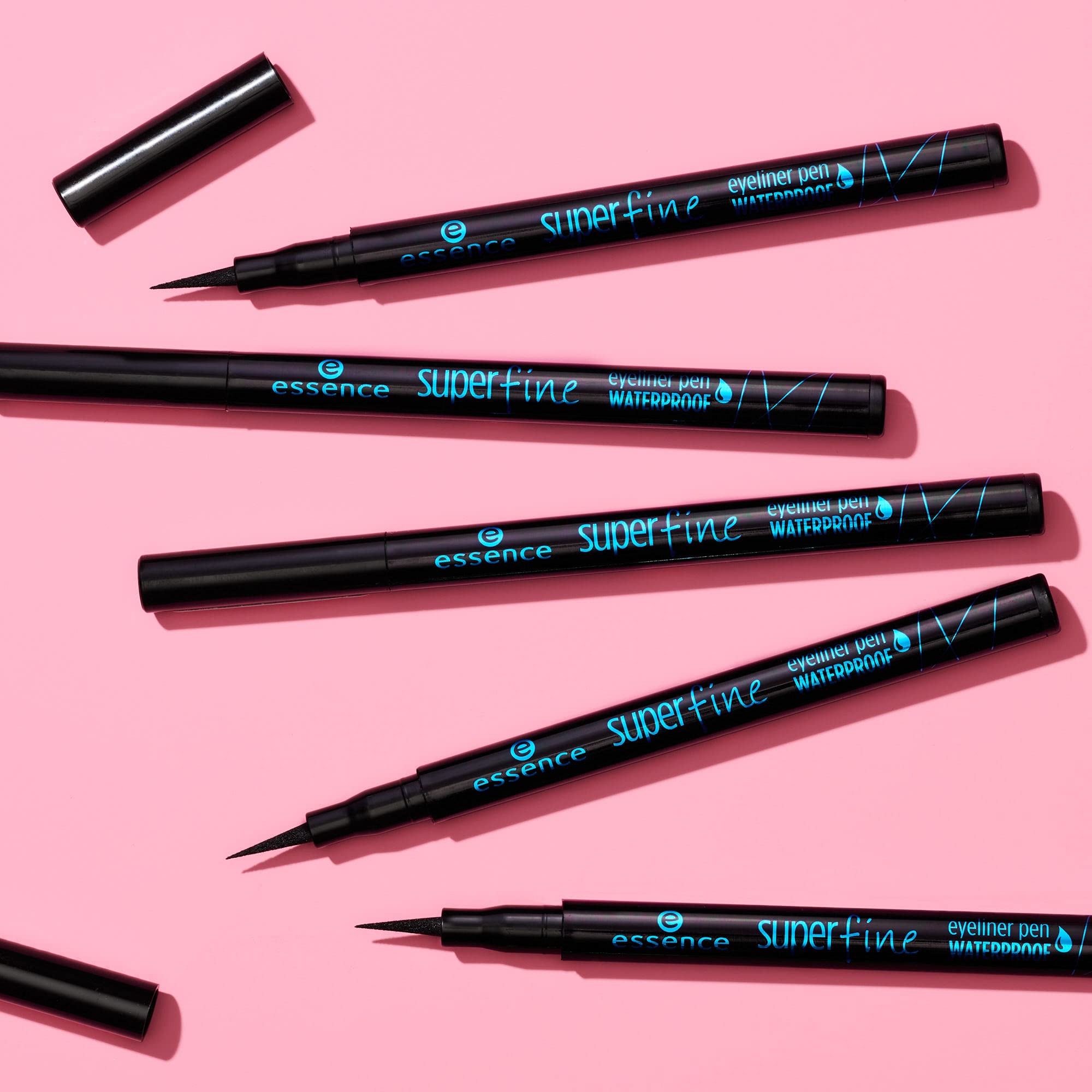 essence | 5-Pack Black Waterproof Superfine Eyeliner Pen | Longlasting & Pigmented Liquid Formula | Glide-on & Precise Application | Felt Tip Applicator | Paraben Free | Cruelty Free
