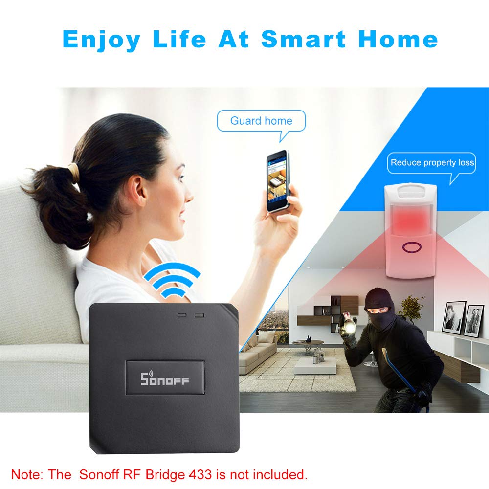 Docooler Sonoff PIR2 Dual Infrared PIR Sensor IR Wireless Motion Detector Smart Home Automation Security Alarm System for Alexa Google Home