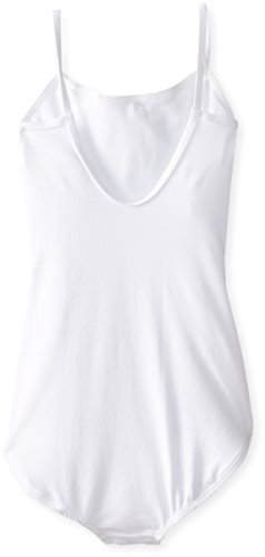 Clementine Big Girls' Thin Strap Leotard, White, 16