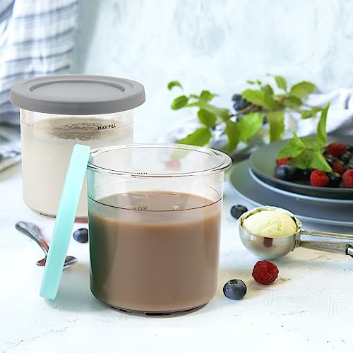 MIMLEN Containers - 4 Pack, Replacement for Ninja Creami Pints And Lids, Compatible with NC299AMZ NC301 NC300 Series