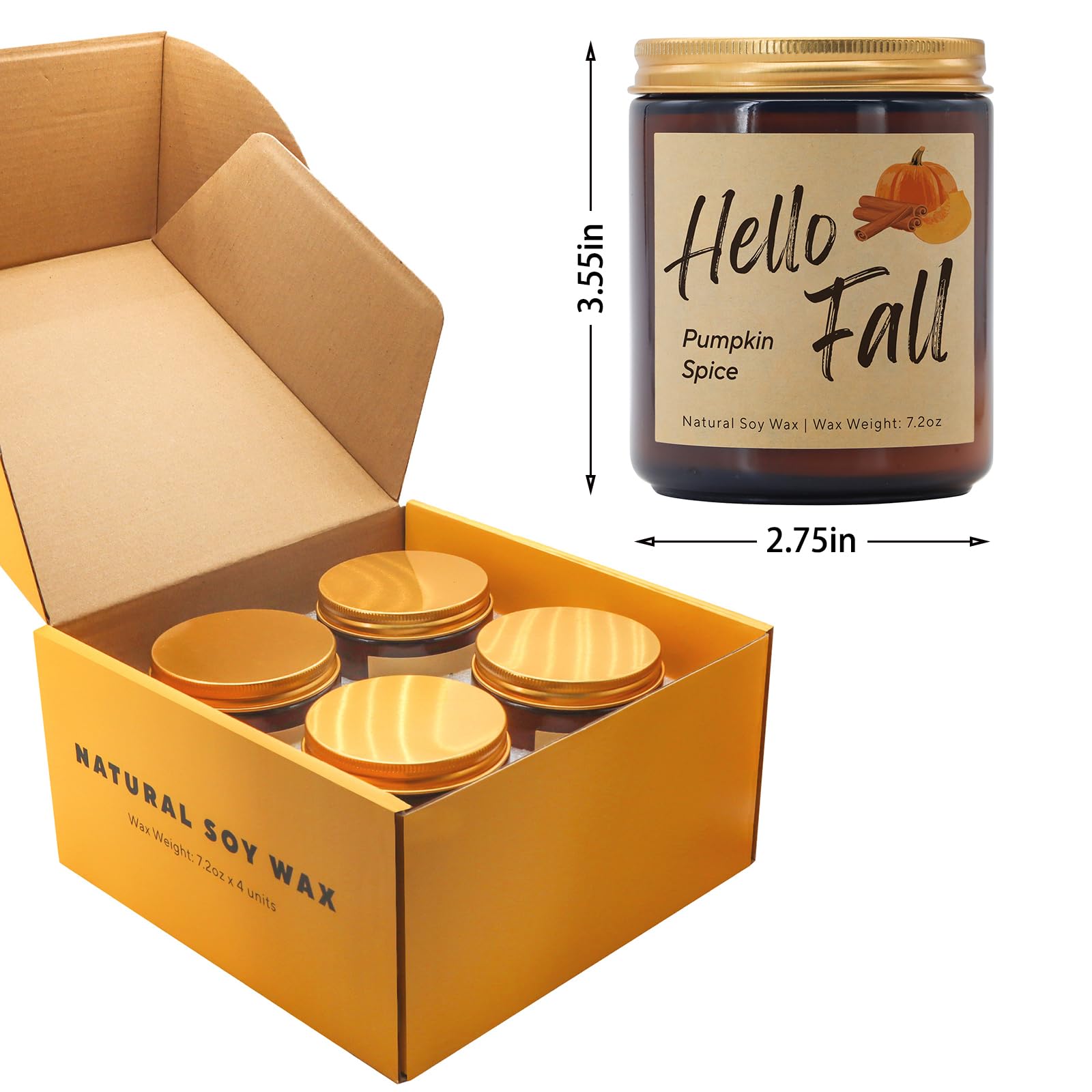 Lihome Fall Candles, Fall Decorations for Home - Fall Gifts for Women, Natural Soy Wax Scented Candles Set(4pcs)
