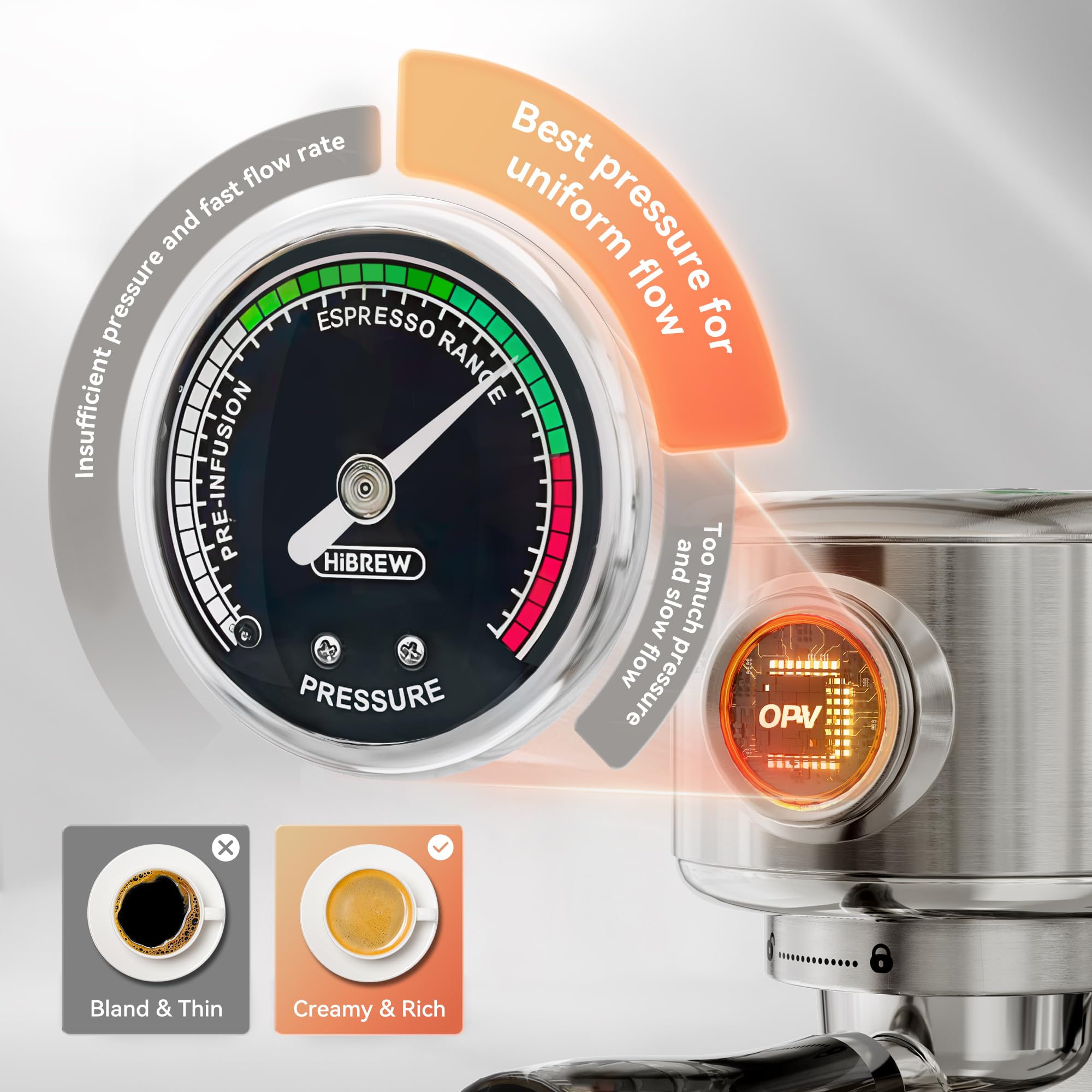 HiBREW Programmable Espresso Machine, H10B, Brushed Stainless Steel, Adjustable Temperature and Cup Volume, Steam Wand for Milk Frother