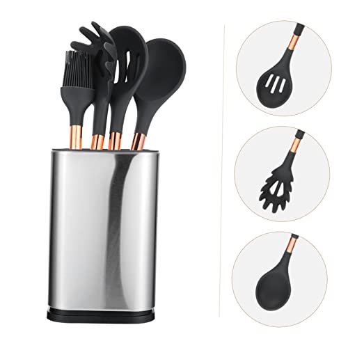 Cooking Spatula Set Pan Set Silicone Slotted Spoon Silicone Spatula Spoon Silicone Rice Paddle Kitchen Utensil Set Cooking Spoons Silicone Scoop Kitchen Gadgets Grey 1 Set