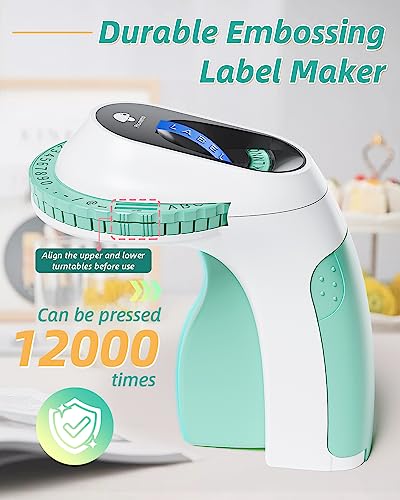 Memoqueen Embossing Label Maker with 3 Tapes,Old School Label Makers Embosser,3D Portable Embossed Label Printer for Organization Home and DIY Crafting -E975 Green