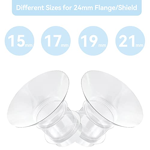 Vcekract Flange Inserts 15/17/19/21mm, Compatible with TSRETE, Medela, Momcozy S9/S9Pro/S12/S12Pro Wearable Breast Pump, Reduce 24mm Shield/Flange Nipple Tunnel Down to Correct Size 4PCS
