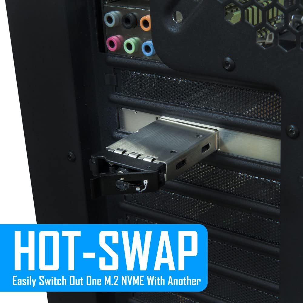 Kingwin M.2 Nvme SSD to PCIe 3.0/4.0 Removable SSD Mobile Rack for PCIe Expansion Slot Tool-Less Installation and Triangle Key Lock