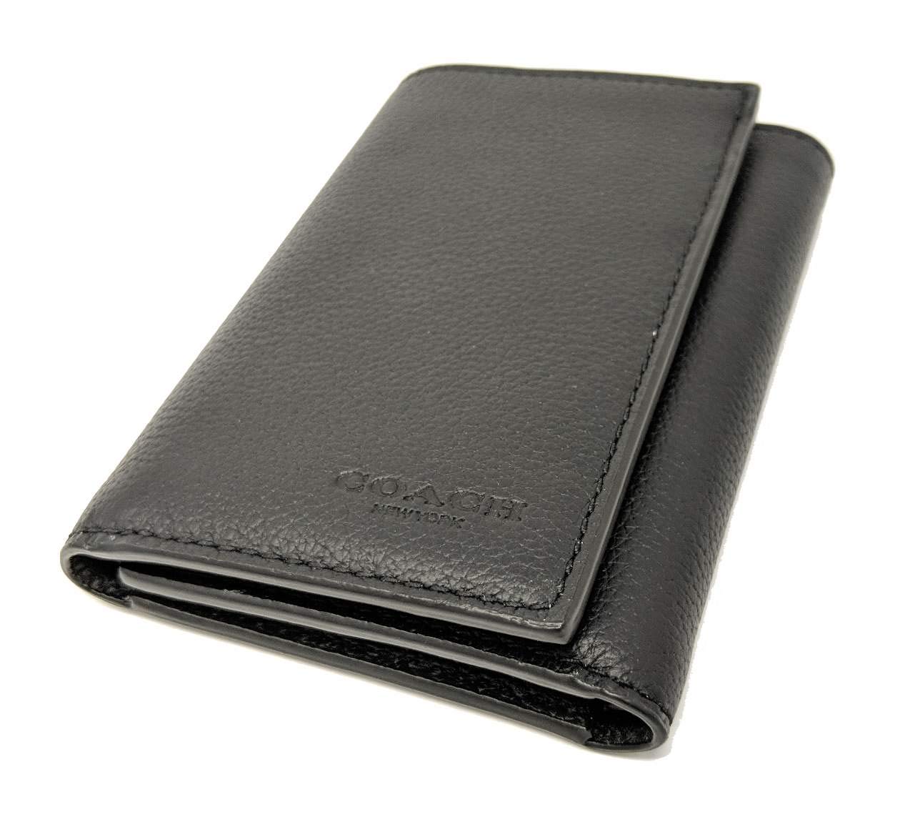 Coach Men F23845 Trifold Leather Wallet Black