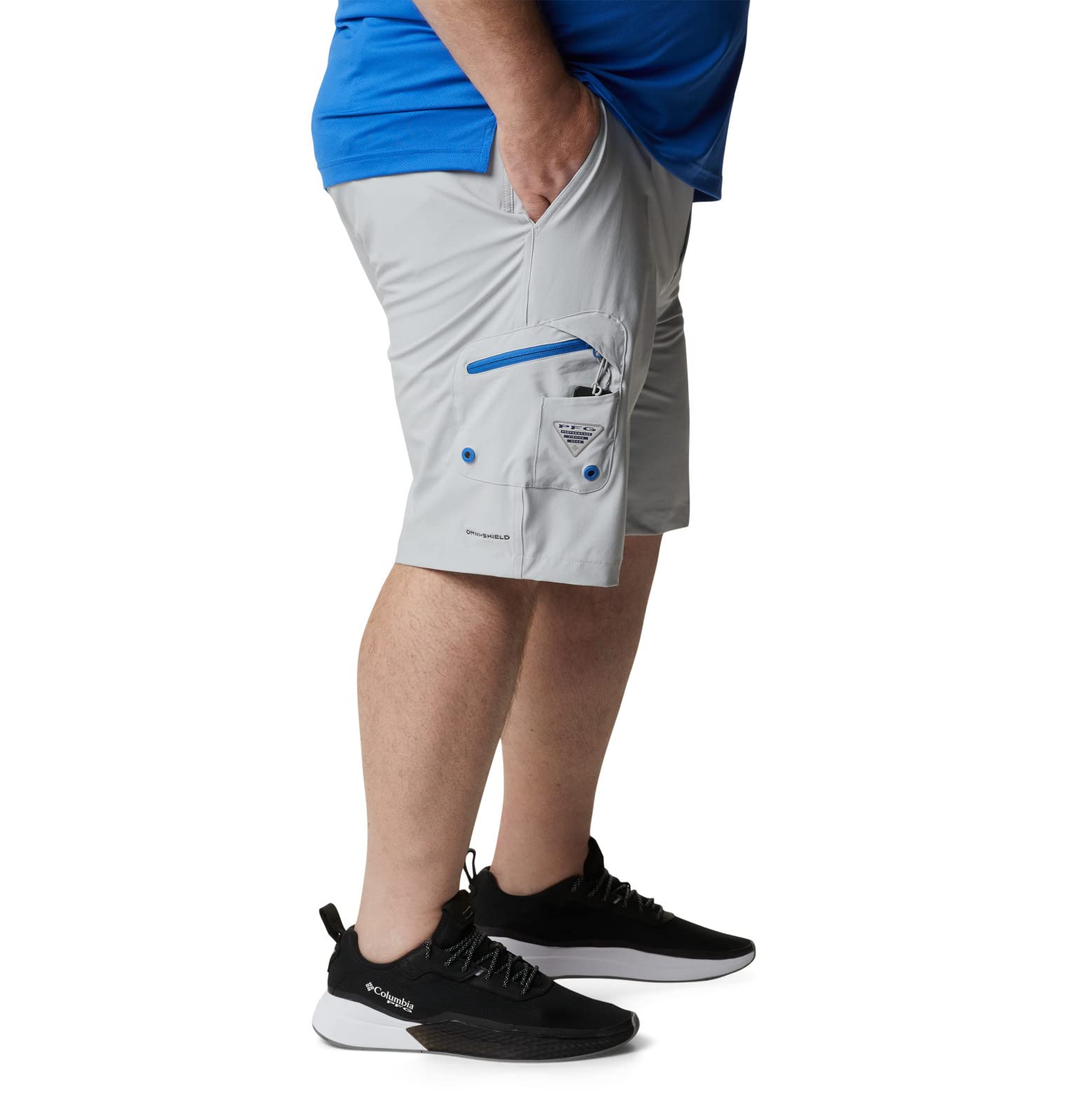 Columbia Men's Terminal Tackle Short, Cool Grey/Vivid Blue, 36