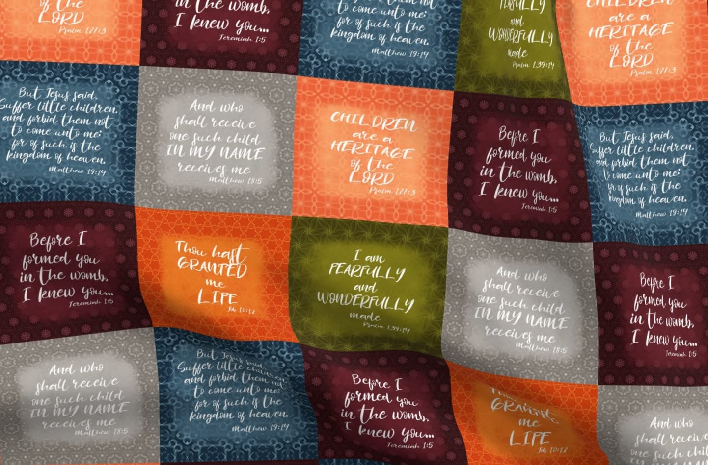 Spoonflower Fabric - Bible Verse Wholecloth Cheater Quilt Baby Christian Bible Verse Printed on Petal Signature Cotton Fabric Fat Quarter - Sewing Quilting Apparel Crafts Decor