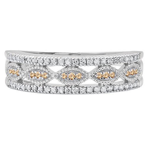 Dazzlingrock Collection 0.27 Carat (Ctw) Sterling Silver Champagne & White Diamond Ladies Wedding Band 1/4 CT, Size 6.5