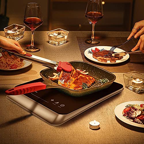 COOKTRON Portable Induction Cooktop 1800W, 10 Temperature 9 Settings Induction Countertop Single Burner with 4H Timer, Sensor Touch Induction Cooker with Kids Safety Lock, black (AAMUS-CT-FS-IC312)