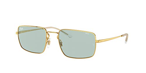 Ray-Ban Rb3669 Polarized Rectangular Sunglasses, Gold/Evolve Photochromic Green to Blue, 55 mm