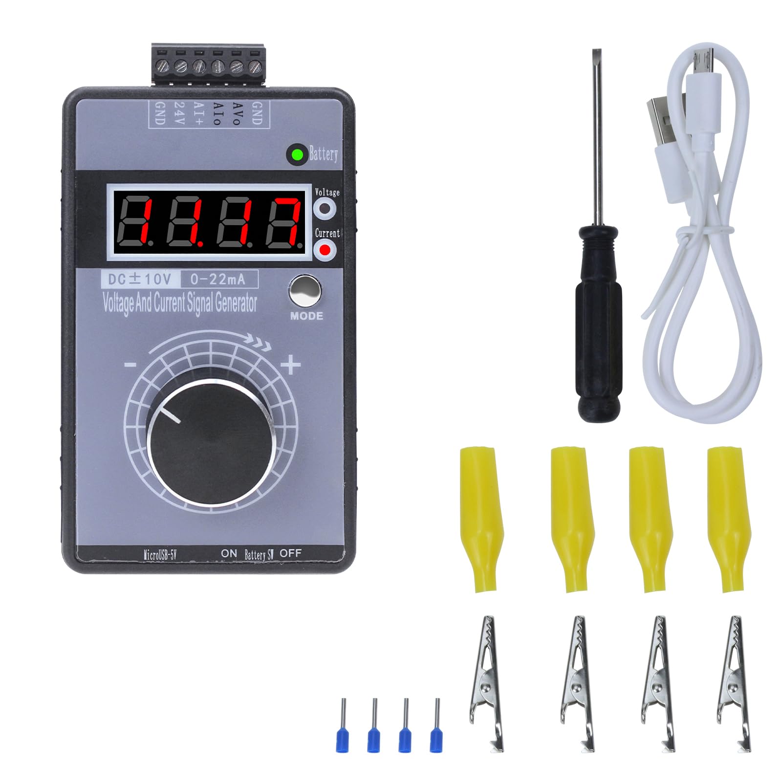 DC ±10V 0-22mA/4-20mA Signal Generator, Current Voltage Signal Generator Interface Analog Simulator for PLC and Panel Debugging, Device Testing, Frequency Converter, Flow Valve