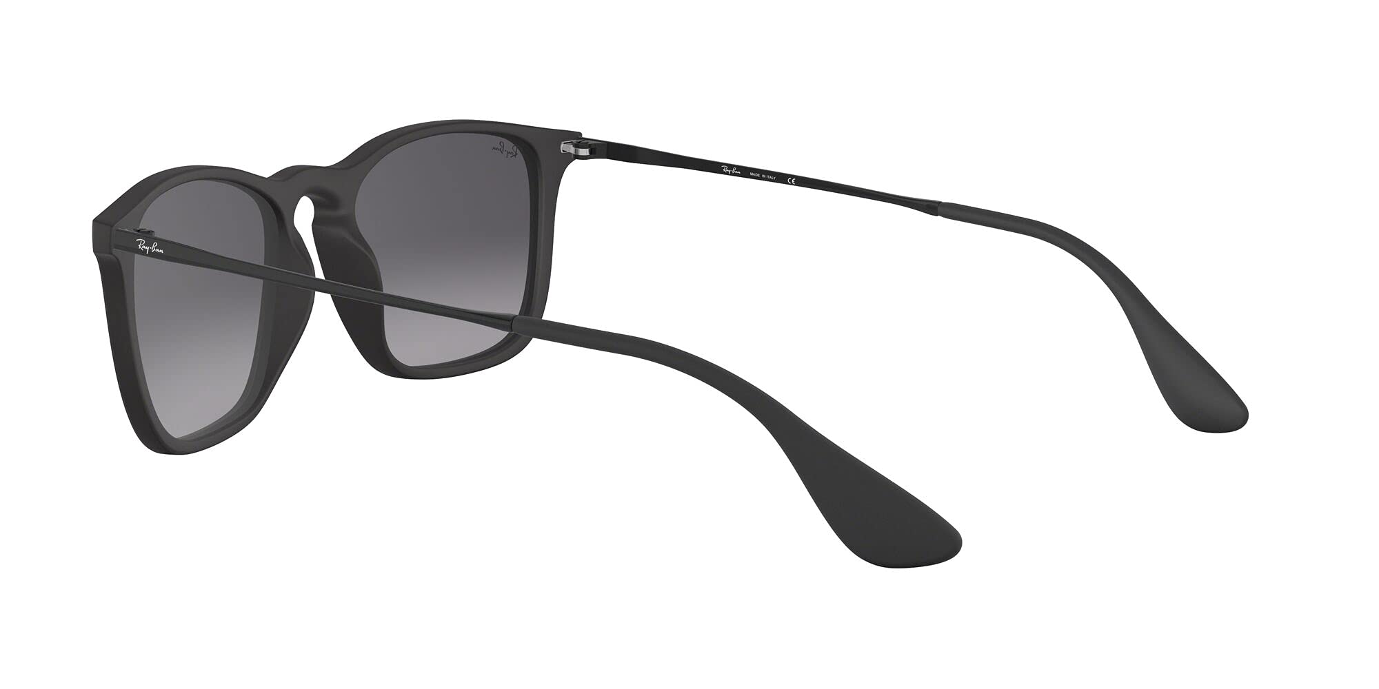 Ray-Ban RB4187 Chris Square Sunglasses, Rubber Black/Light Grey Gradient Dark Grey, 54 mm