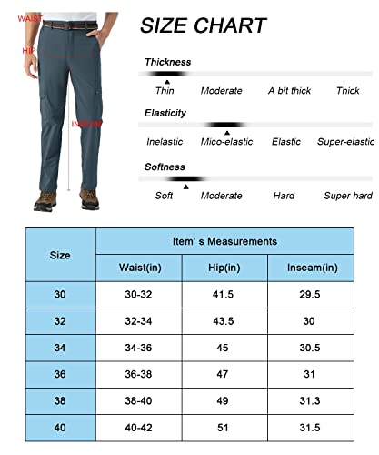 Rdruko Men's Lightweight Work Pants Waterproof Quick Dry Stertch Outdoor Hiking Cargo Pants (Cold Gray,US 36)