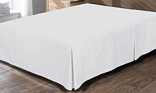 RUMICAFeb Pleated Bed Skirt - 10 Inch Drop Easy to Put On, Wrinkle Free Bedskirt Dust Ruffles, Bed Frame Cover for King, White